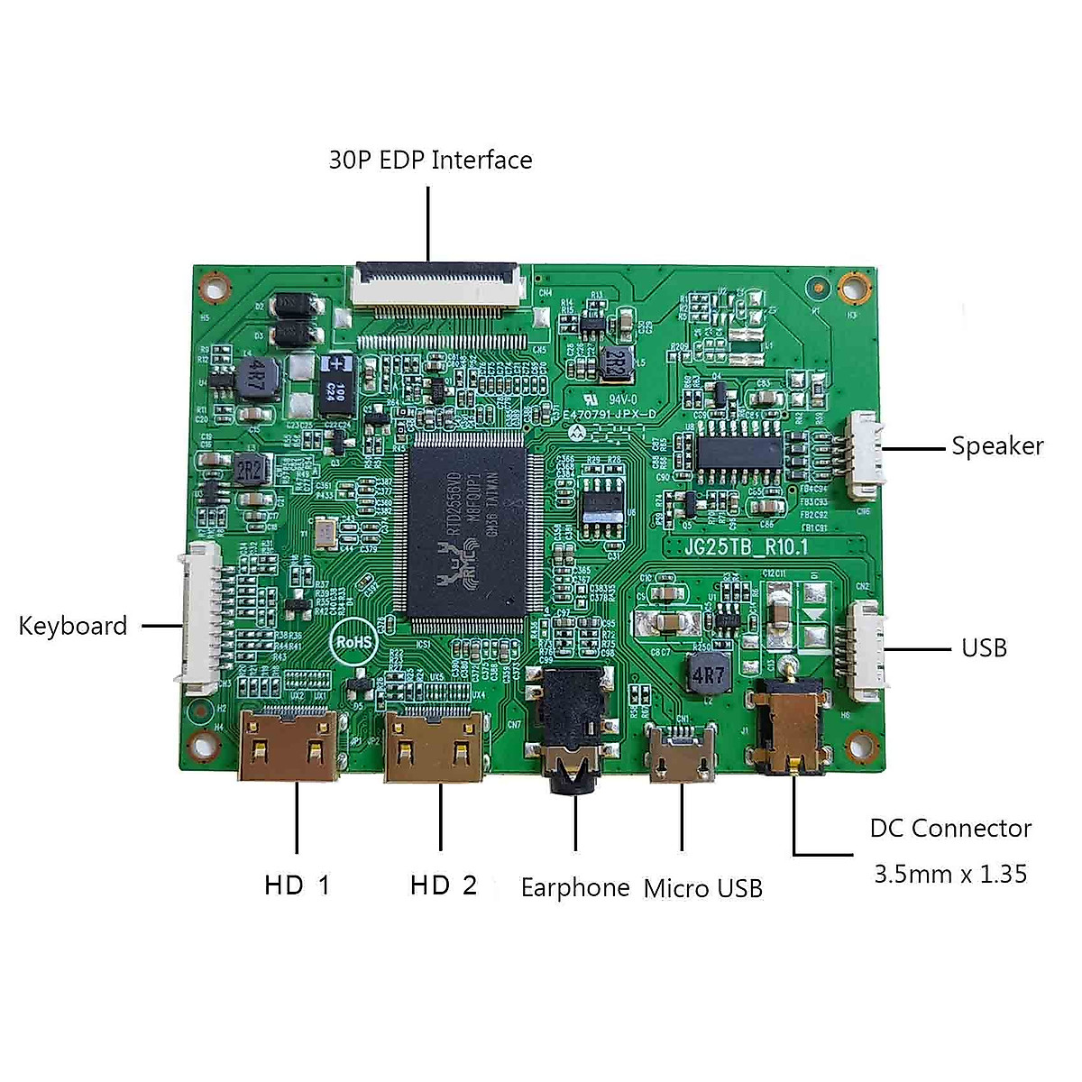 VSDISPLAY HD-MI Mini LCD Controller Board Work for 11.6 13.3 14 15.6 17.3 in 1920x1080 LP156WF4 SP L1 N116HSE N133HSE B140HAN01 B156HAN01 B156HTN03 N156HGE NV156FHM Edp 30 Pin Wled LCD Sreen