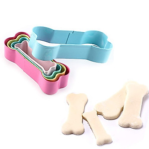 Cookie Cutter Dog Bone Shape Set, Amison Stainless Steel Metal Dog Bone Shape Cutters Colorful BPA Free 5 In 1