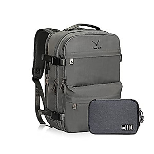 Hynes Eagle Carry on Backpack 20L Travel Backpack for Women Men Laptop Backpack 15.6 inches Flight Approved Casual Daypack Grey with Cable Organizer Grey