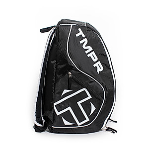 TMPR Sports Tour Backpack 2 - Pickleball Bag for Men & Women with Laptop Compartment, Lightweight & Adjustable, Comfortable Straps, Great for Outdoors, Hiking, Camping, Gym, Sports and More, Black/White