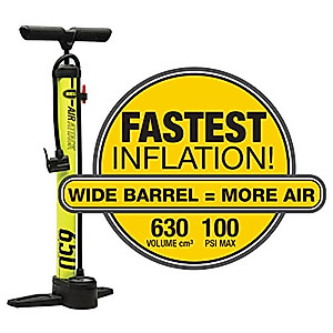 Bell Air Attack 650 High Volume Bicycle Pump Yellow Stripe with Gauge, Air Attack 650