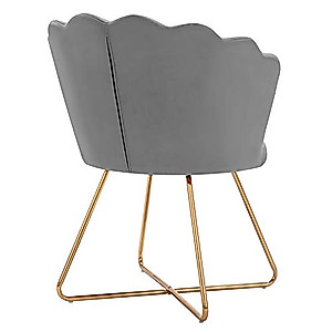 Duhome Velvet Accent Chair Living Room Chair，Corner Chair Reception Chair for Bedroom Living Room, Shell Shaped Living Room Chair with Golden Metal Legs, Grey