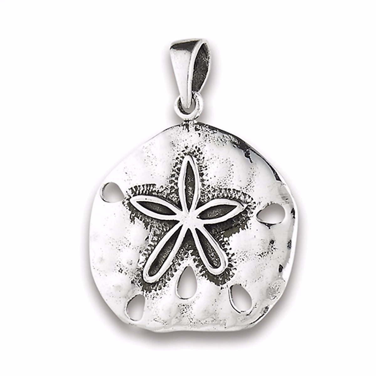 Star Sand Dollar Pendant .925 Sterling Silver Ocean Beach Open Seashell Charm