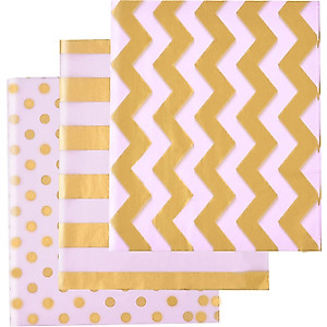 Ueerdand 105 Sheets Gold Tissue Paper, Christmas Metallic Gift Wrapping Paper Bulk for New Year Gift Bags, Birthday, Graduation, DIY Shipping Crafts, 20 Inch x 12 Inch