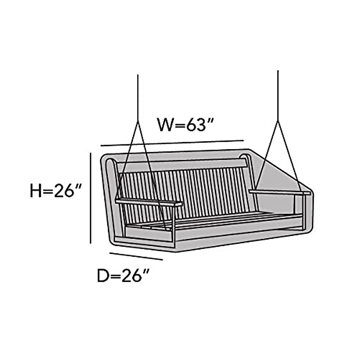Covermates Swing Cover - Water Resistant Polyester, Double Stitched Seams, Mesh Vent, Seating and Chair Covers, 63W x 26D x 26H, Khaki