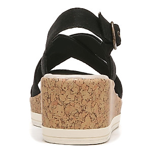 BZees Womens Radiant Cork Strappy Wedge Sandal, Black, 8 US