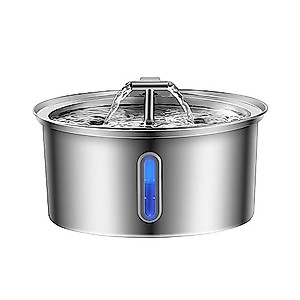 Lawfery Cat Water Fountain Stainless Steel, 0.8gal/108oz Pet Water Fountain, 3 Replacement Filters, Automatic Cat Fountain with Quiet Pump Suitable for Cats, Dogs and Multi-pet households (Window)