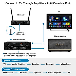 VeGue Wireless Microphone, Metal Dual Professional UHF Cordless Dynamic Mic Handheld Microphone System for Home Karaoke Party, Meeting, Church, DJ, Wedding, Home KTV Set
