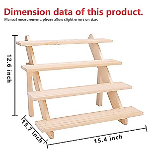 TOUNALKER 2 Packs Wooden Cupcake Display Stand, 4-Step Tiered Wood Retail Rustic Risers Display Shelf Organizer, Tabletop Vendor Display Shelves Rack for Collectibles Figures Perfumes Desserts