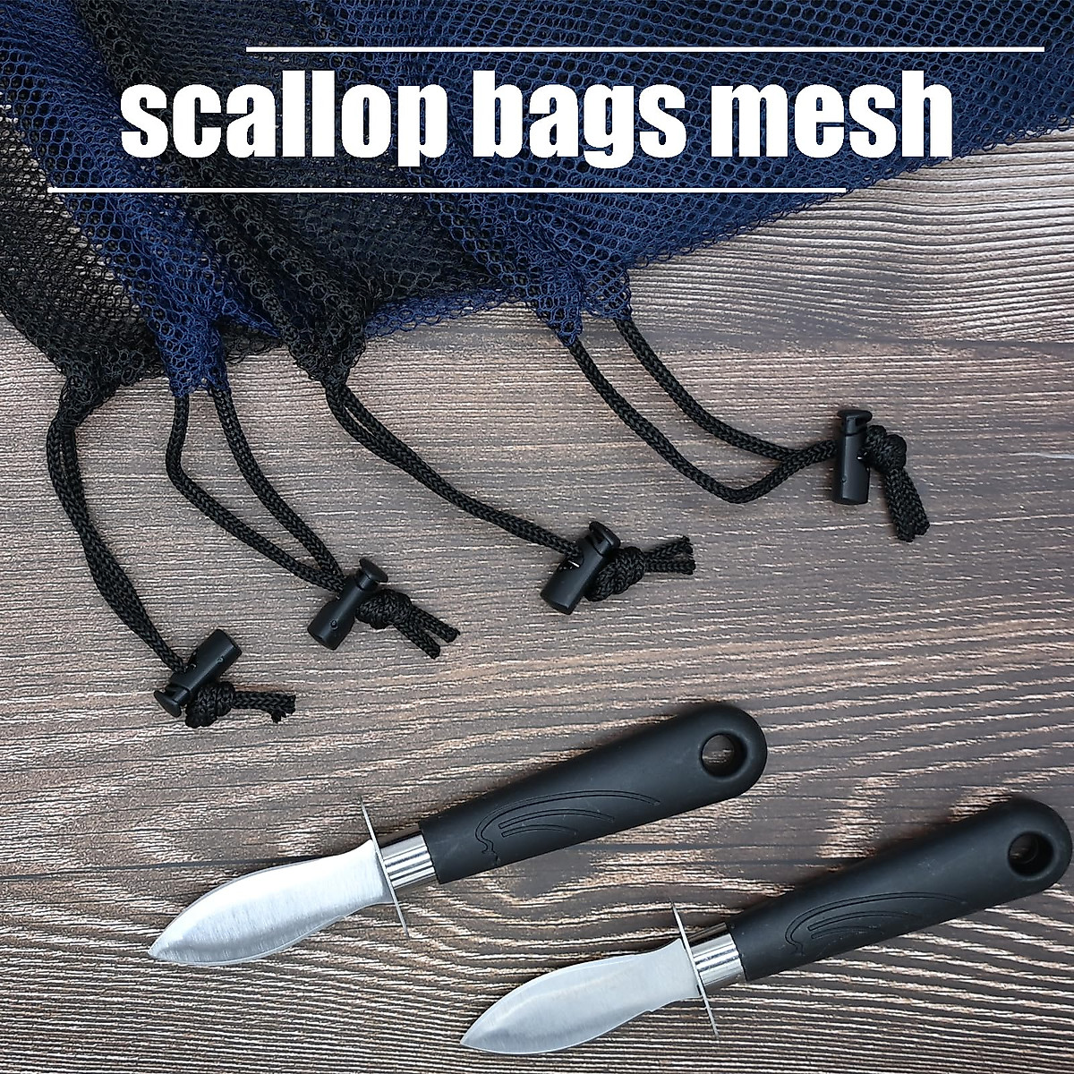 Yaure Joy 2 Pcs Scalloping Bags Diving Bag with 1 Pcs Scalloping Shucking Knife 13 x 15.5 Inch Nylon Mesh Bags for Snorkeling