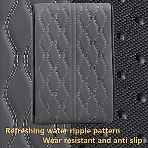 Yavozokl Car Center Console Cover, Leather Arm Rest Cover for Car, Car Armrest Storage Box Cover Mat, Center Console Lid, Car Interior Accessories for Vehicle, SUV, Truck, Car ([Thick]-Wave Black)