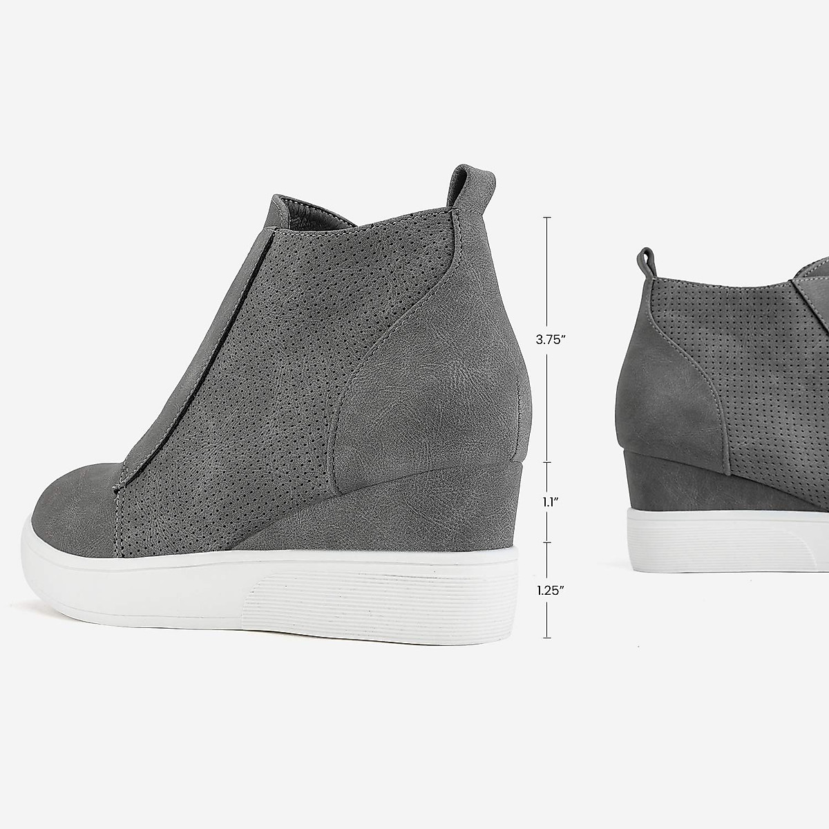 DREAM PAIRS Women’s Platform Wedge Sneakers Ankle Booties,Size 7,Grey,Wedge-SNKR
