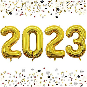 GOER 42 Inch 2023 Gold Foil Number Balloons for 2023 New Year Eve Festival Party Supplies Graduation Decorations