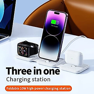 Foldable 3 in 1 Charging Station, Kartice Travel Charger Dock Stand for iPhone Multiple Devices iPhone 14 Pro Max/13/12/11/X/8 Plus/7/6,Airpod,Apple Watch 9/8/Ultra 2/Ultra/7/6/SE/5/4/3/2 Charging Pad