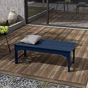 WestinTrends Malibu Outdoor Bench, All Weather Resistant Poly Lumber Backless Patio Garden Bench, Adirondack Curved Bench Seat for Comfort, Navy Blue