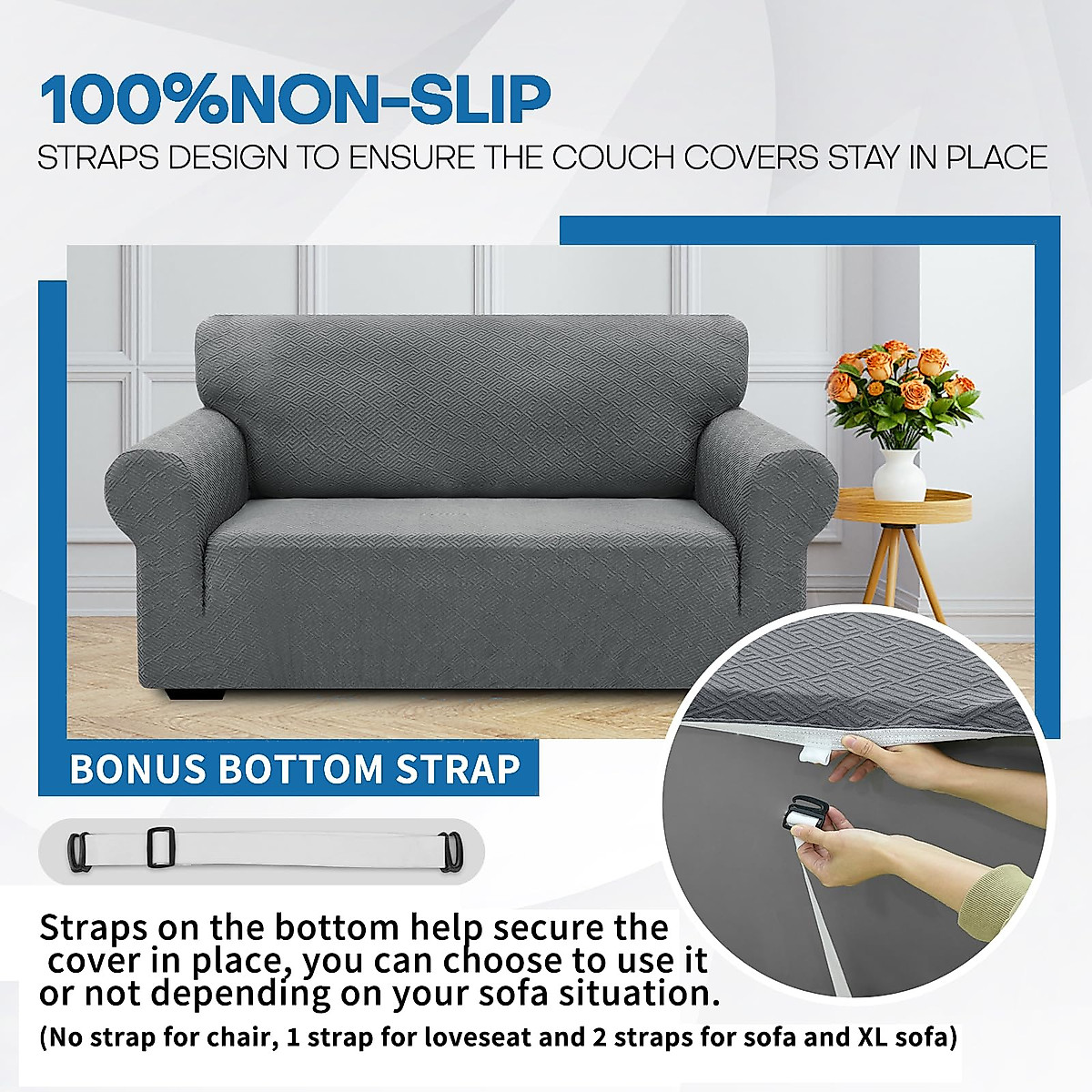 XINEAGE 2024 Newest Stretch Armchair Covers 1 Piece Chair Slipcovers Chair Protector for Living Room Thick Soft Chair Cover with Elastic Bottom Couch Cover for Pets Kids (Chair, Light Gray)