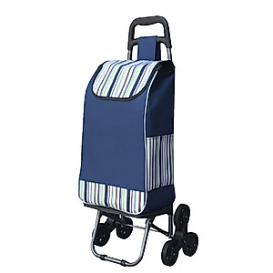 YGCBL Multifunction Portable Hand Trucks,Trolleyshopping Trolley Steel Pipe Foldable Waterproof Oxford Cloth Bearing Rubber Wheel Climb The Stairs, 2 Colors,Blue