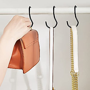 Purse Organizer Hooks for Closet - 8 PCS Black Handbags Hooks Purse Hangers for Closet with Unique Twisted Hook Design Hanging for Belts Scarves Hats Clothes Pots and Pans