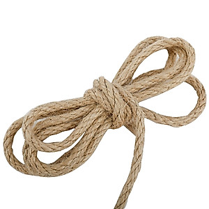 PetierWeit Natural Jute Twine Hemp Rope 164 Feet 6mm(1/4 Inch) Hemp Rope Soft Durable Rope Without Nasty Chemical Smell Excellent for Ribbon Wrap and Other Crafts Accessory