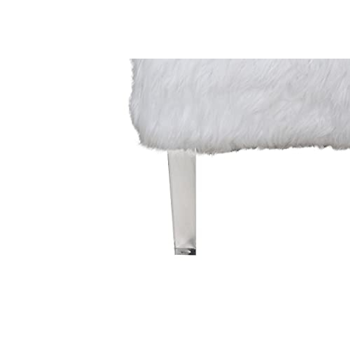 Iconic Home Fabio Accent Side Chair Sleek Stylish Faux Fur Upholstered Armless Design Acrylic Legs Modern Contemporary, White