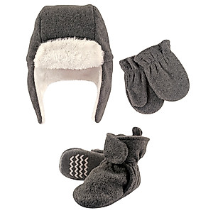 Hudson Baby Girls' Trapper Hat, Mitten and Bootie Set