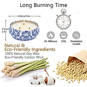 4 Pack Citronella Candles Outdoor Indoor, 5oz 3-Wick Natural Soy Scented Wax Candles, Portable Travel Tin Gift Set for Summer