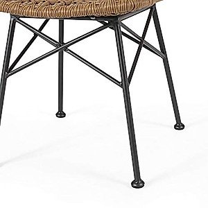Great Deal Furniture Yilia Outdoor Wicker Dining Chair (Set of 2), Light Brown and Black
