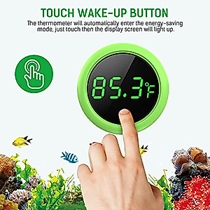 LED Aquarium Thermometer, PAIZOO 5S Refresh Speed Touch Screen Fish Tank Accurate Temperature Sensor, Wide Range of Displayed, Energy-Saving & Stick-on Thermometer for Aquariums, Glass Containers