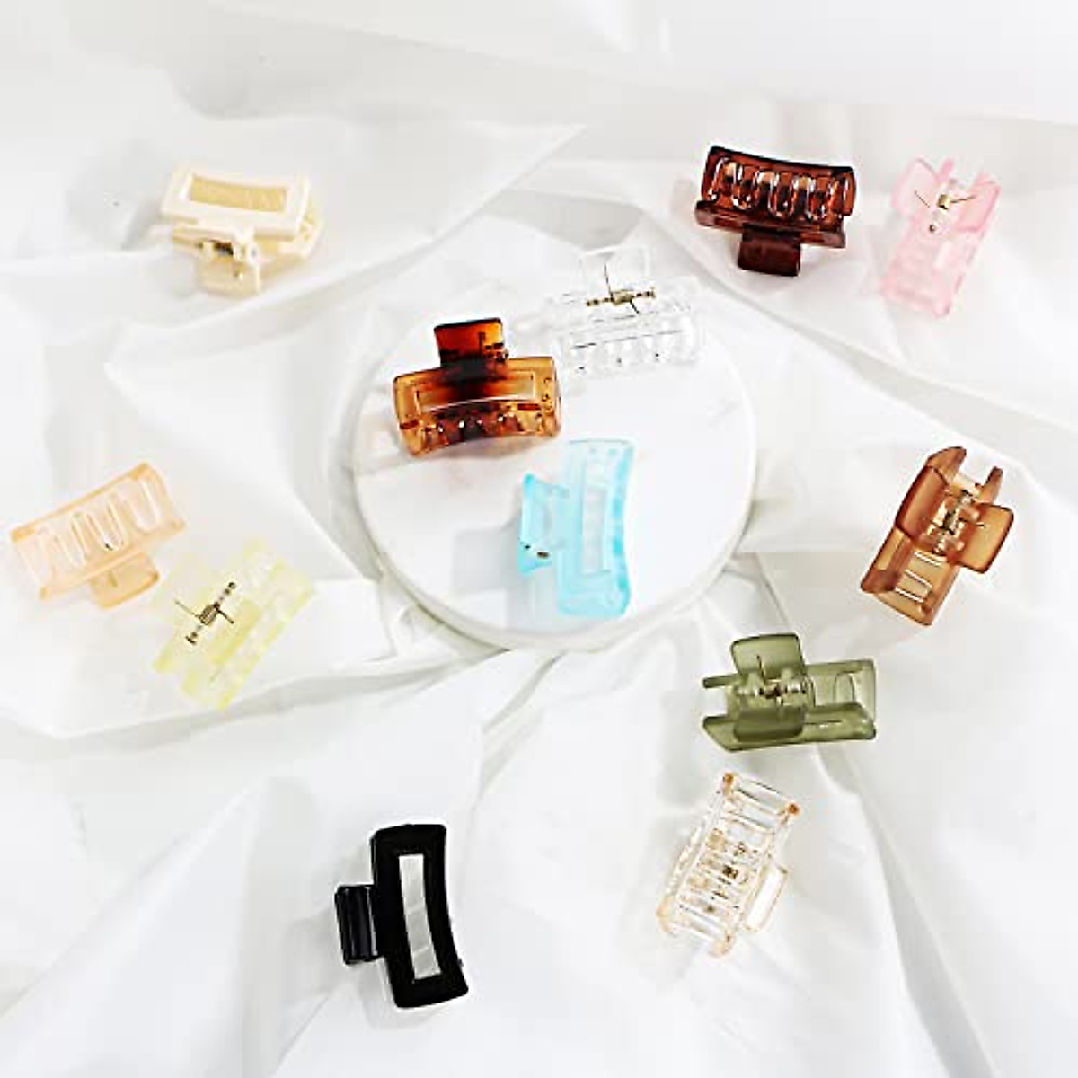 12 PCS Hair Claw Clips, Small Hair Clips for Women Girls, Mini Square Claw Clips, Rectangle Tiny Hair Jaw Clips, Non-slip Banana Clips Barrettes for Thin/ Medium Hair