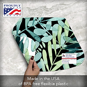 CounterArt Gossamer Palms 4 Pack Wedge Shaped Reversible Easy Care Flexible Plastic Placemats Made in The USA 17.75" x 11.25" Colorful, Reversible, Easily Wipes Clean