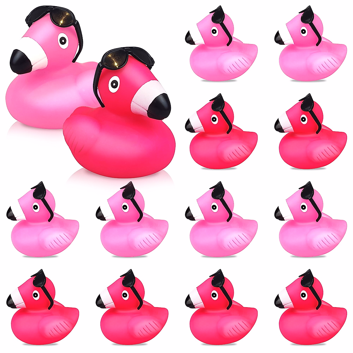 12 Set Hot Pink Rubber Ducks Bulk Pink Bath Toys for Baby Shower Birthday Party Favors Classroom Prizes