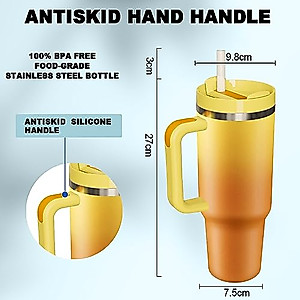 Dapperlin 40oz Stainless Steel Vacuum Insulated Tumbler with Lid and Straw for Water, Iced Tea or Coffee, Smoothie and More (Sunset Yellow)