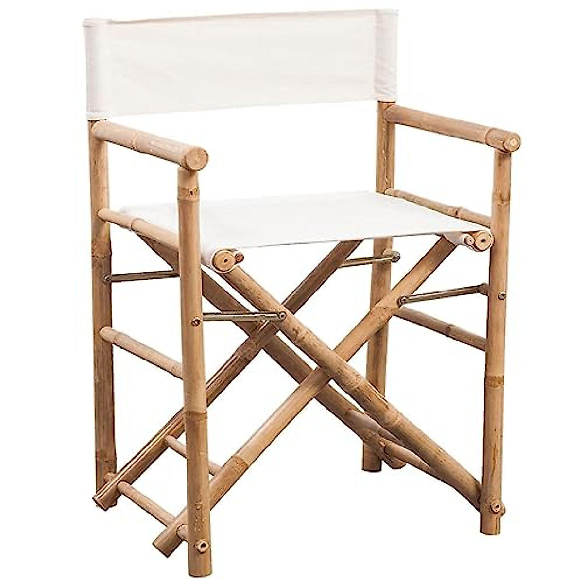 loibinfen 2pcs Folding Director's Chair, Indoor Outdoor Set of 2 Folding Bamboo Director Chair, Lightweight Camping Lawn Chair, Bamboo and Canvas