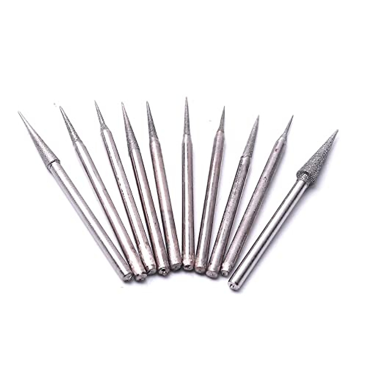 CAMAQUI 2.35mm Shank Tapered Head Diamond Grinding Burr Drill Bits Sets for Dremel Rotary Tools