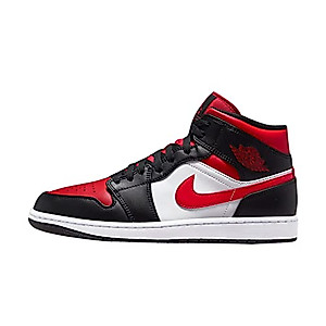 Nike Men's Air Jordan 1 Mid Shoes, White/Black-red, 9.5