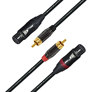 WORLDS BEST CABLES 3.5 Foot - RCA to XLR (Female) Cable Pair - Canare L-4E6S Star-Quad Audio Interconnect Cable & Amphenol ACPL RCA & Neutrik Female XLR Gold Plugs - CUSTOM MADE