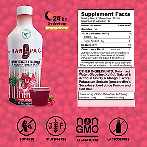 Nutritional Designs Cran-B-PAC Cranberry Supplement, Urinary Tract Health for Women Cranberry Concentrate Liquid with Vitamins, UTI Prevention for Women, Natural & Non GMO, 36mg PAC, 30 Oz Bottle
