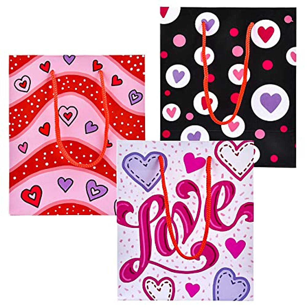 JOYIN 12 Pcs Valentine's Day Paper Gift Bags with with Tissue, Paper Wrapping Kraft Bags for Funny Gift Giving Novelty Gift Exchange Gift Wrapping Valentines Gift Bags Party Favors