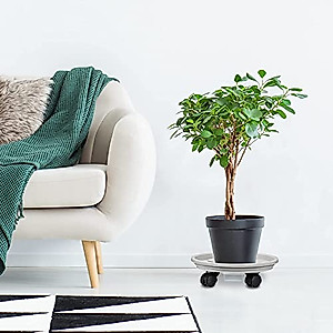 Tongzhi 3pcs 13inch Plant Caddy with Built-in Water Container and 4 Wheels, Garden Rolling Planter Trolley with Wheels, Plant Stand with 2 Lockable Wheels, Load Capacity 130 lbs