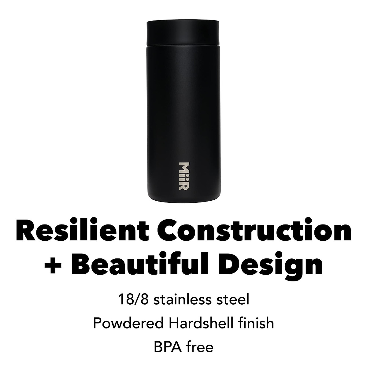MiiR, 360 Traveler, Stainless Steel Double-Wall Vacuum Insulated Tumbler, Black, 12 Fluid Ounces