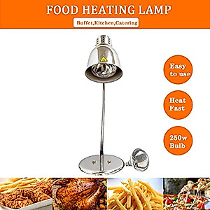 Single Bulb Heat Lamp for Food 250w Food Warming Light Buffet Warmer Lamps for Fries,Fried Food,Pizza,Donuts,Pastas