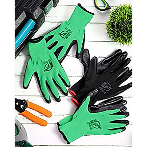 Honeydak 36 Pairs Gardening Gloves for Men Women Breathable Rubber Coated Garden Gloves Men Safety Work Gloves (Black, Green)