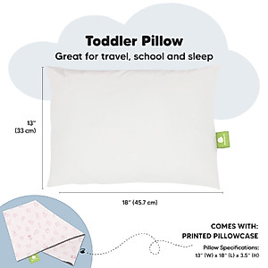 KeaBabies Toddler Pillow with Pillowcase - 13x18 My Little Dreamy Pillow - Organic Cotton Toddler Pillows for Sleeping, Kids Pillow, Travel Pillows for Sleeping, Mini Pillow, Toddler Bed Pillows