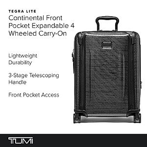 TUMI - Tegra-Lite Continental Front Pocket Expandable 4 Wheeled Carry-On - Hard Shell Suitcase for Travel - With USB-C Port - Black/Graphite