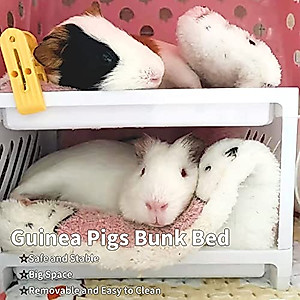 wcgfoever Guinea Pig Bunk Bed for Cage, Multi-Level Sleep Bed with 2 Blankets, Small Animals Cage Habitat Decor, Bedding for Guinea Pig Chinchilla Rat Hedgehog, Blue