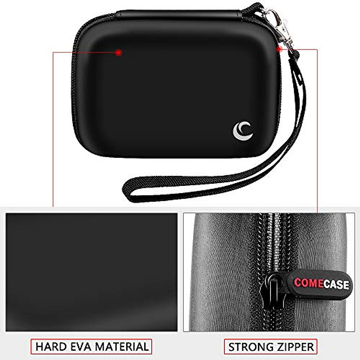 Carrying & Protective Case for Digital Camera, AbergBest 21 Mega Pixels 2.7" LCD Rechargeable HD/ Kodak Pixpro/ Canon PowerShot ELPH 180/190 / Sony DSCW800 / DSCW830 Cameras for Travel - Black