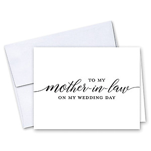 InvitationHouse Simple Script To My Mother-in-law | To My Father-in-law Wedding Day Folded Note Card Set (Black)