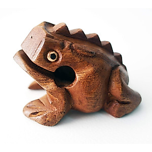 Guiro Percussion Musical Instruments Wooden 3 Piece, Set of 3 Natural Wood Güiro Frog 10-8-5 cm.