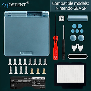 Ostent Full Housing Shell Case Cover Replacement for Nintendo GBA SP Gameboy Advance SP - Color Light Blue