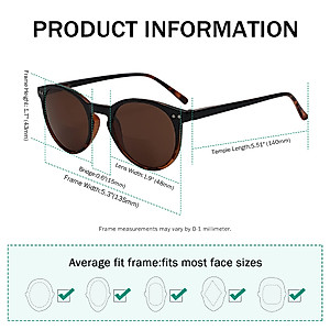 Eyekepper Key Hole Style Spring-Hinged Round Bifocal Sunglasses Sunshine Readers Black-Tortoise +2.5